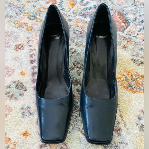 Coach | Shoes | Coach Navy Leather Heels | Poshmark
